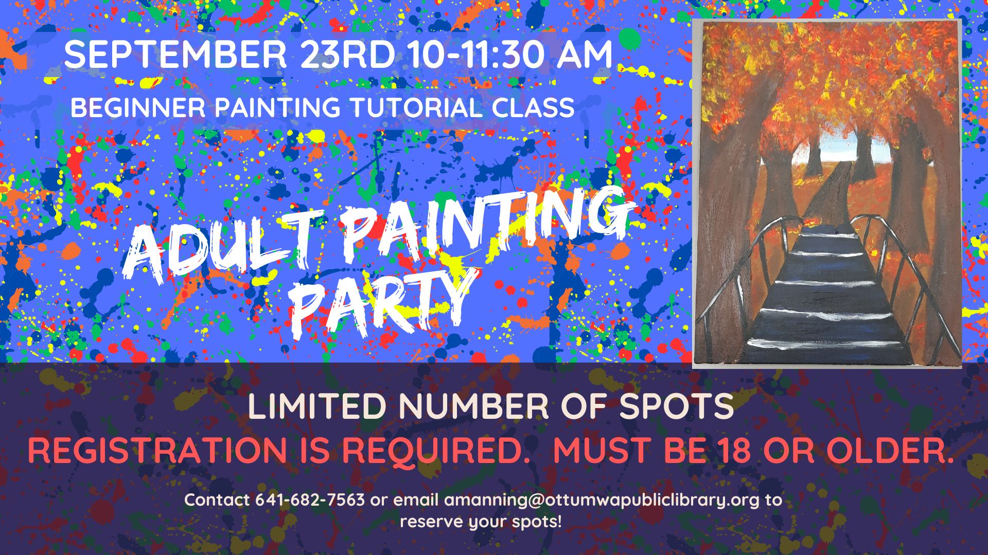 Adult Painting Party September 23rd - Ottumwa Public Library