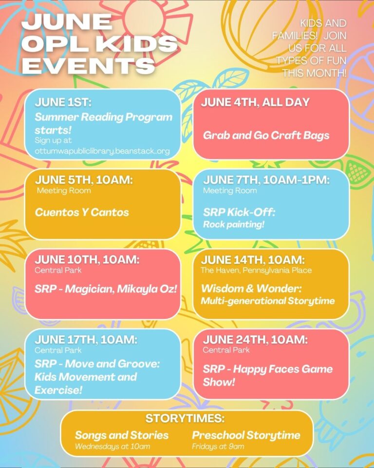Kids Events for June - Ottumwa Public Library